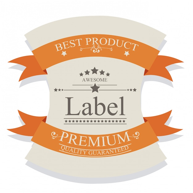 Vintage Premium Quality Label with Ribbon and Stars Emblem | Jiffy Designs
