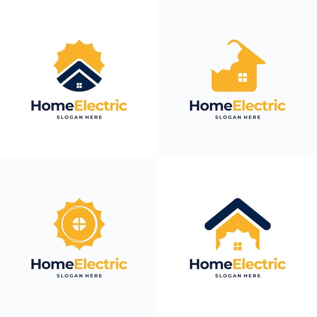 Vibrant Home Electric Logos with Stylized House Symbols | Jiffy Designs