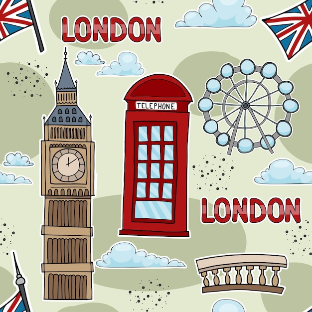 Whimsical Cityscape of Iconic London Landmarks and Symbols | Jiffy Designs