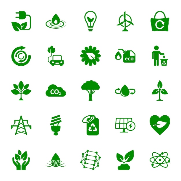 Diverse Eco-Friendly Symbols and Icons in Green Tones | Jiffy Designs