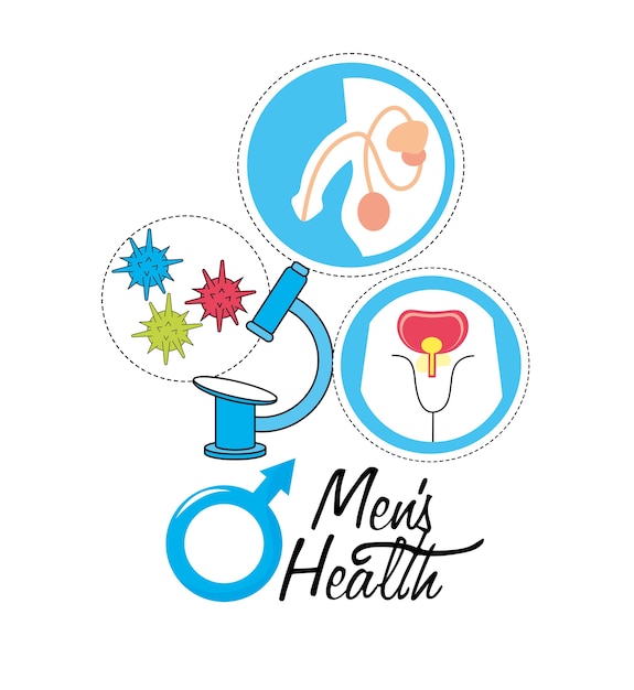 Colorful Male Reproductive Health Illustration with Icons | Jiffy Designs