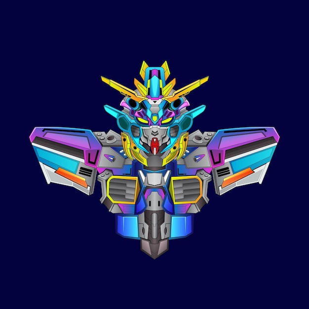 Vibrant and Powerful Mecha Warrior in Striking Colors | Jiffy Designs