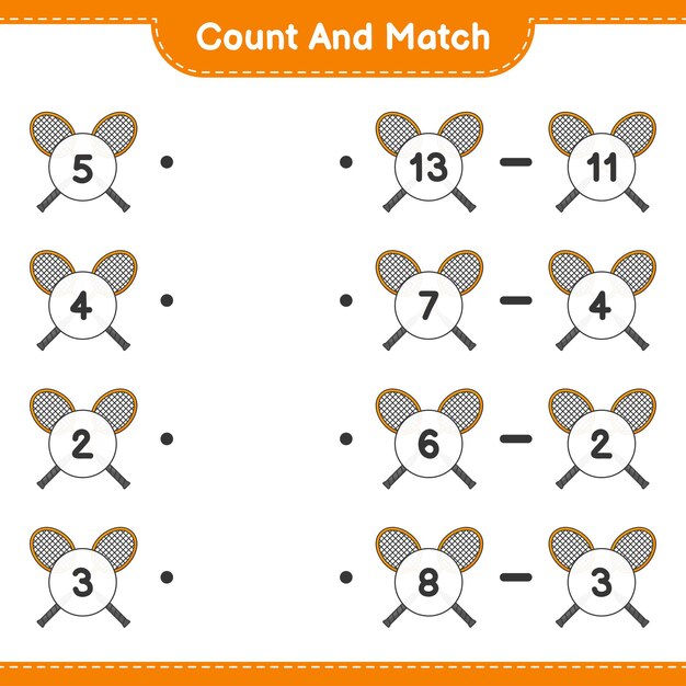 Counting Tennis Rackets and Balls in Playful Illustration | Jiffy Designs