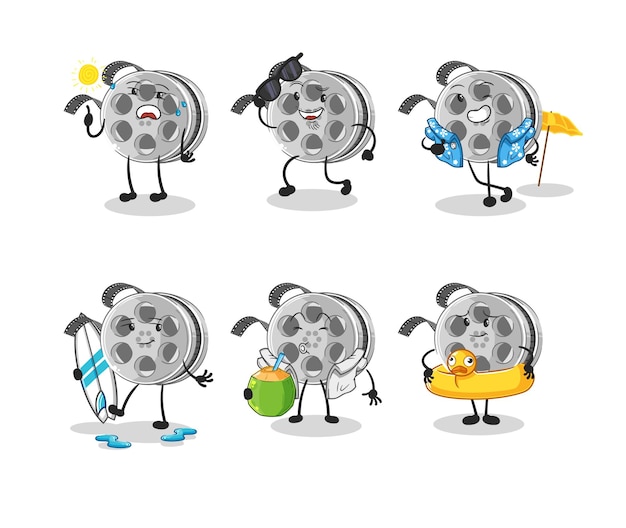 Playful Film Reel Cartoon Characters in Various Poses | Jiffy Designs