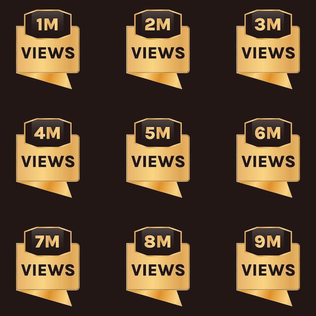 Vibrant Milestone Badges Celebrating Video View Achievements | Jiffy ...