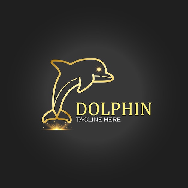 Elegant golden dolphin silhouette on dark background | Jiffy Designs