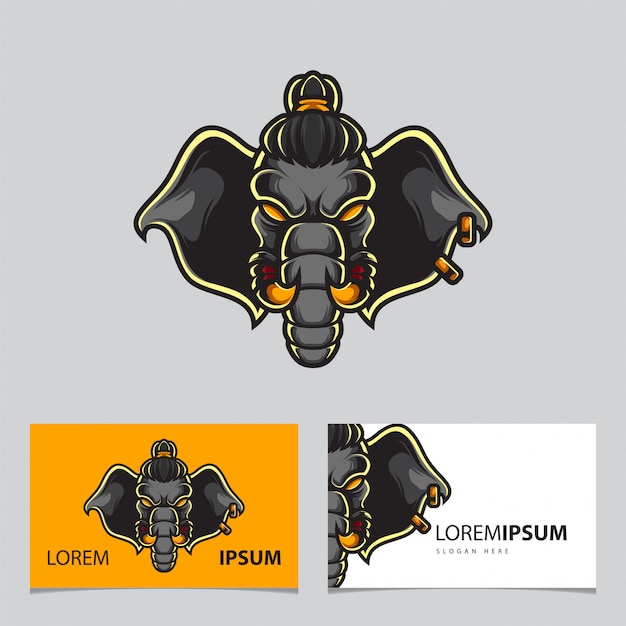 Majestic Elephant Emblem with Ornate Golden Accents | Jiffy Designs