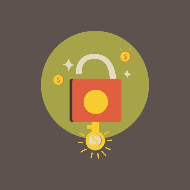 Vibrant Lock Icon with Stars and Bursting Shapes Illustration | Jiffy ...