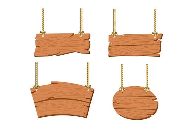 Rustic Wooden Signs Hanging from Ropes in Various Shapes | Jiffy Designs
