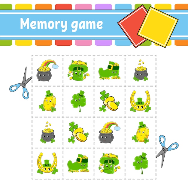 Colorful Memory Game with Varied Cartoon Nature Icons | Jiffy Designs