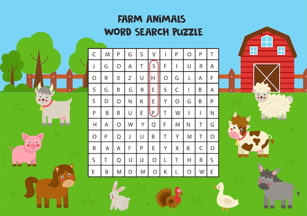 Discover the Farmyard Friends in this Engaging Word Search | Jiffy Designs
