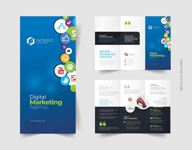 Vibrant Digital Marketing Brochure with Colorful Infographic Icons ...