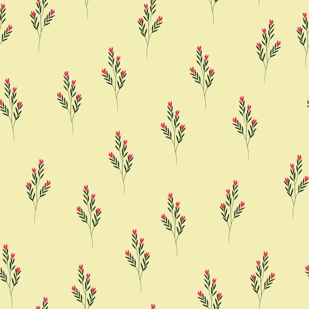 Delicate Floral Stems Pattern on Beige Background | Jiffy Designs
