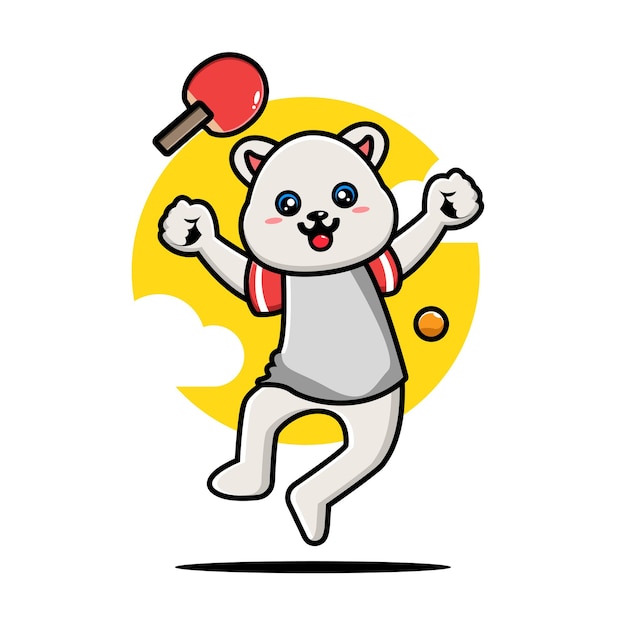 Adorable Cartoon Cat Ping Pong Player | Jiffy Designs