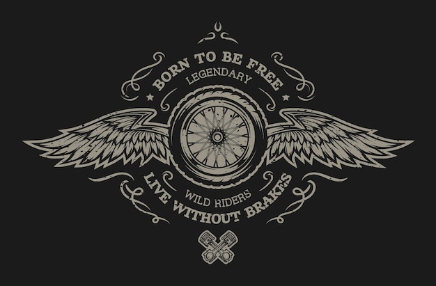Winged Compass Emblem with Inspirational Text on Black | Jiffy Designs