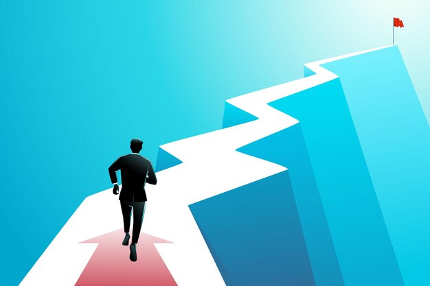 Determined Businessman Climbing Challenging Path to Success | Jiffy Designs