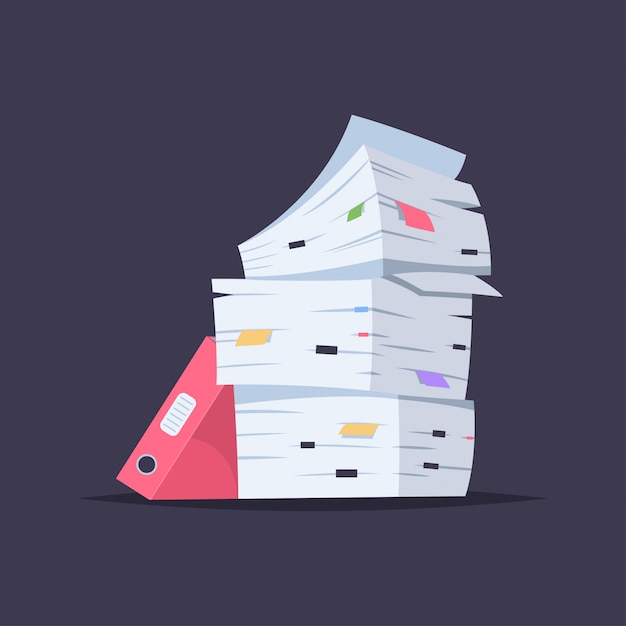 Towering Paperwork: A Colorful Illustration of Office Clutter | Jiffy ...