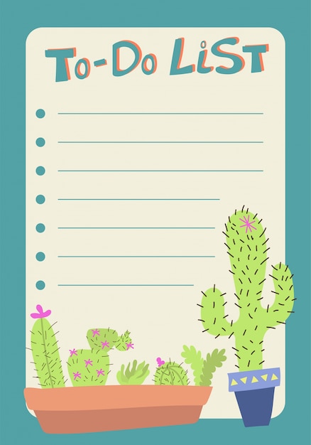 Illustrated To-Do List Template with Potted Plants and Flowers | Jiffy ...