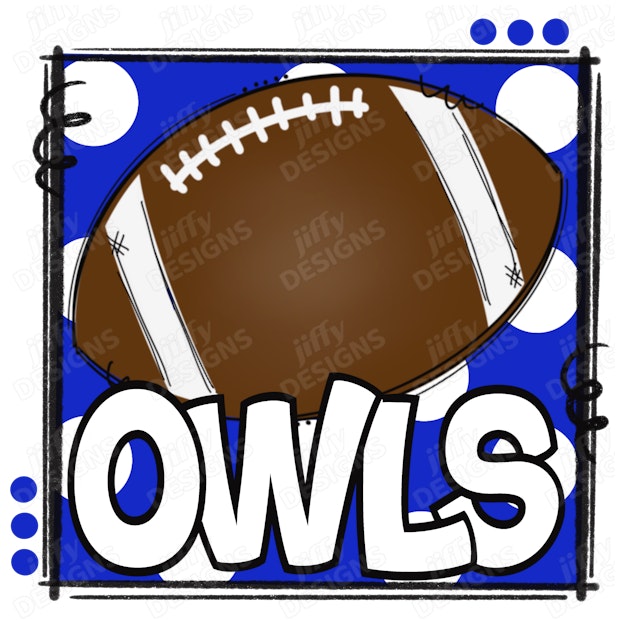 'Owls' Football Emblem with Bold Graphic Style and Vibrant Colors ...