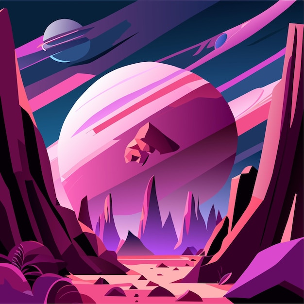 Vibrant Cosmic Landscape with Celestial Spheres | Jiffy Designs