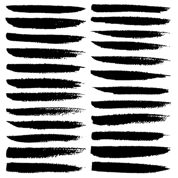 Collection of Diverse Textured Black Brush Stroke Graphics | Jiffy Designs