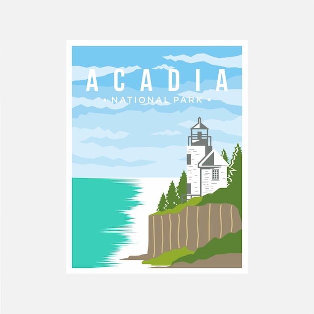 Scenic Acadia National Park Landscape Illustration | Jiffy Designs