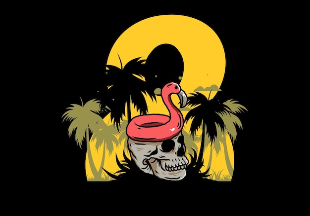 Tropical Skull with Flamingo Silhouette and Sunset | Jiffy Designs