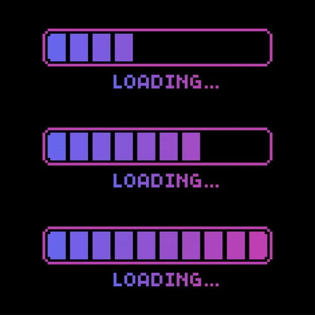 Retro Pixel Loading Screens in Vivid Purple Hues | Jiffy Designs