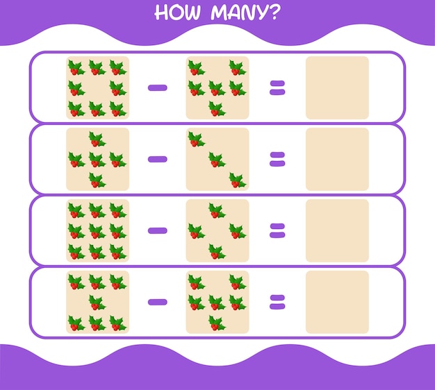 Counting Festive Holly Leaves on a Fun Math Worksheet | Jiffy Designs