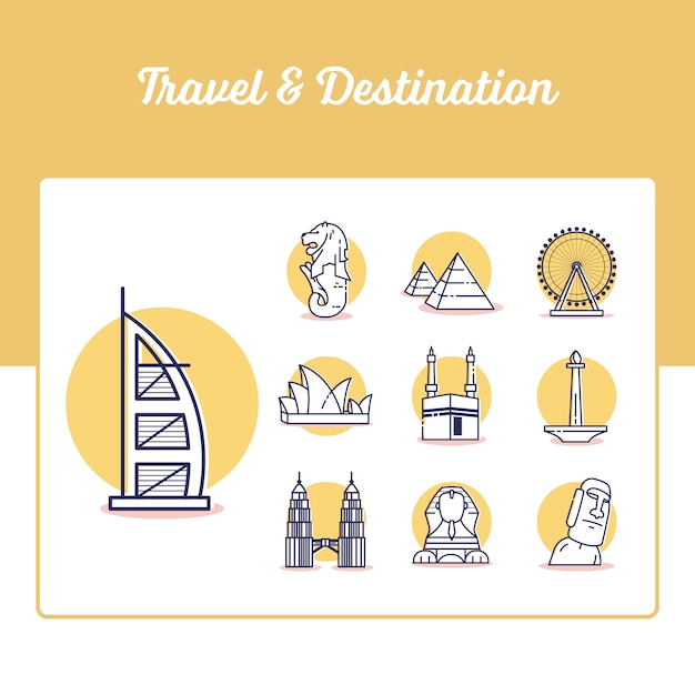 Vibrant Travel and Destination Symbols in Minimalist Style | Jiffy Designs