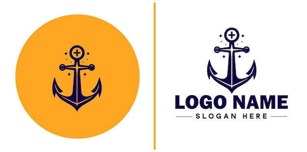 Iconic Anchor Symbol in Bold Navy and Vibrant Orange | Jiffy Designs