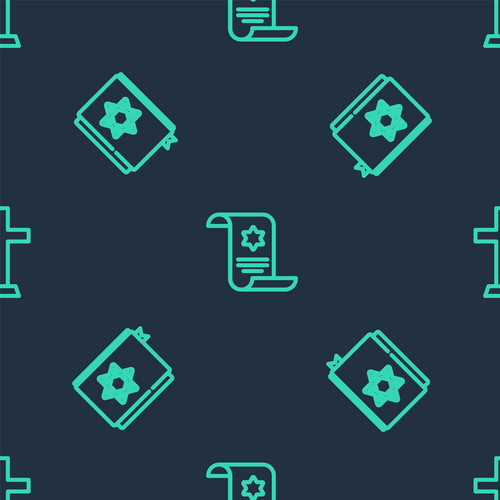 Set Line Torah Scroll, Jewish Torah Book And Christian Cross On ...