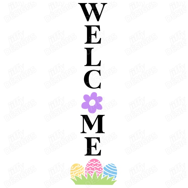 'Welcome' Vertical Text with Spring-Themed Decorative Elements | Jiffy ...