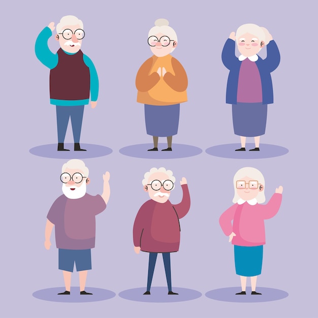 Diverse Collection of Cheerful Elderly Cartoon Characters | Jiffy Designs