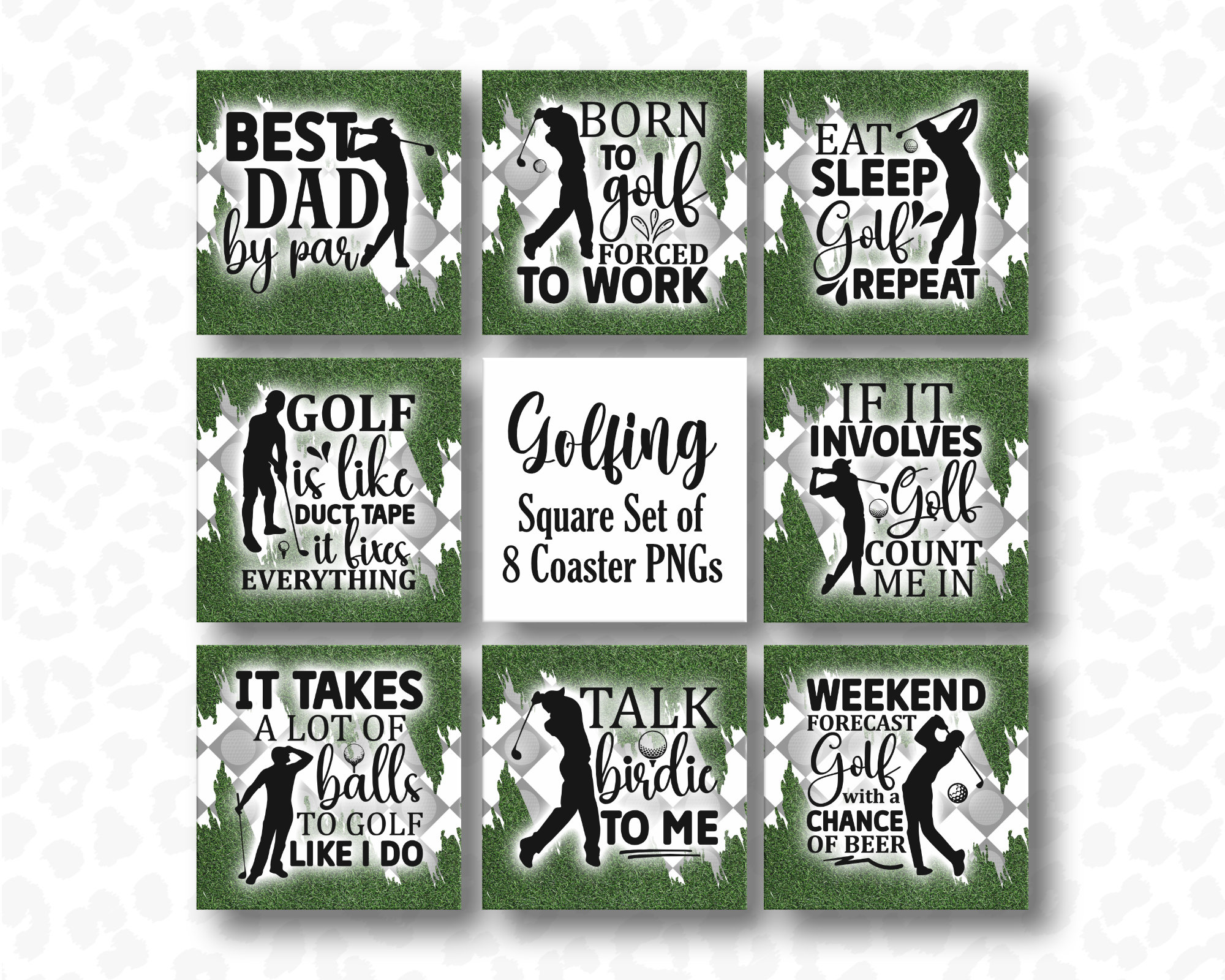 Square Coaster PNG, Father's Day, Square Coaster Bundle of 8 ...
