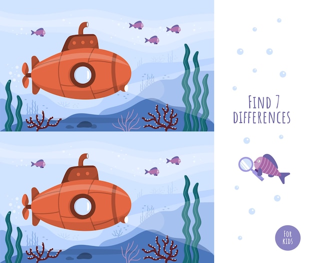 Vibrant Underwater Submarine and Fish Find the Difference | Jiffy Designs