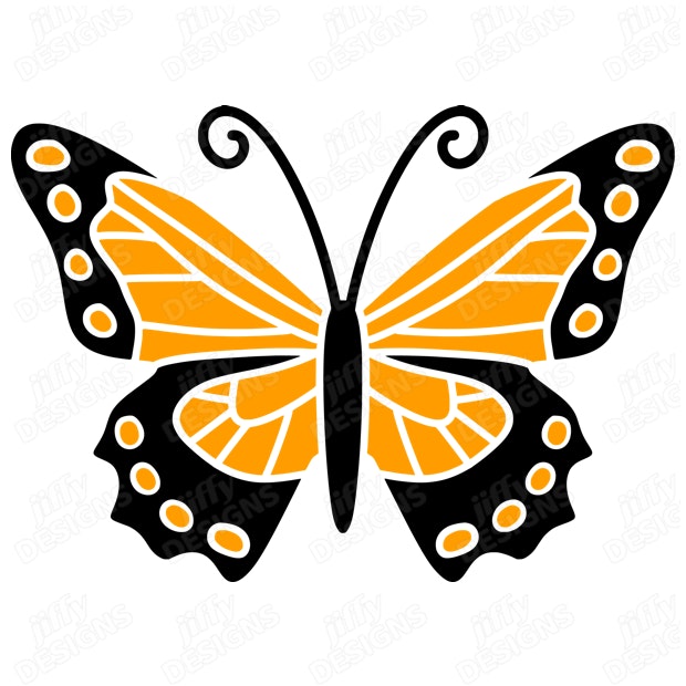 Monarch Butterfly Stylized in Bold Orange and Black Geometric Patterns ...