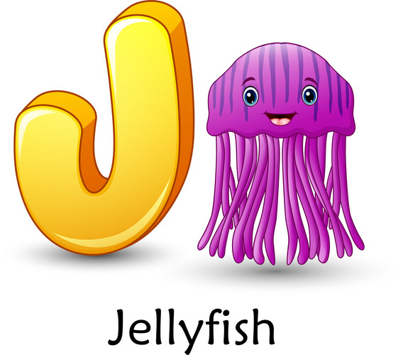 Illustration Of Letter J Is For Jellyfish Cartoon Alphabet | Jiffy Designs