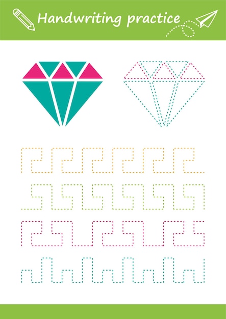 Vibrant Geometric Diamond Shapes for Handwriting Practice | Jiffy Designs