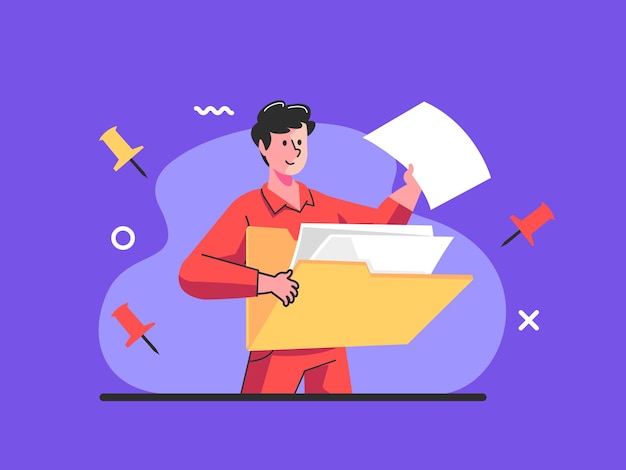 Hardworking Office Worker Sorting Important Documents | Jiffy Designs