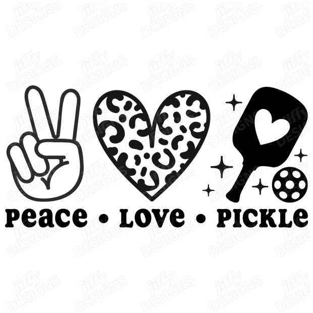 'Peace Love Pickle' Monochrome Icons with Playful Symbols and Animal ...