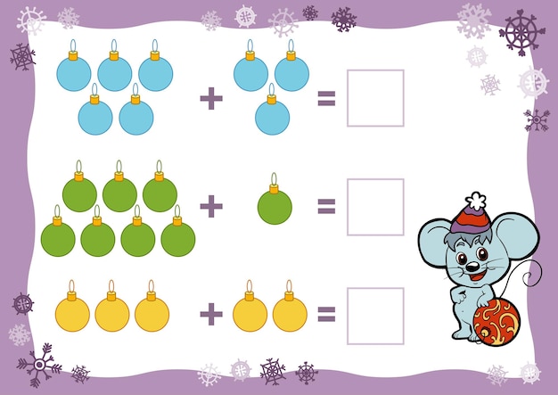 Festive Math Puzzle: Count and Combine Colorful Christmas Ornaments ...