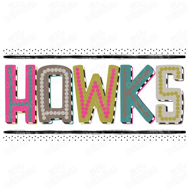 'Hawks' Vibrant Patterned Letters with Polka Dot Border | Jiffy Designs