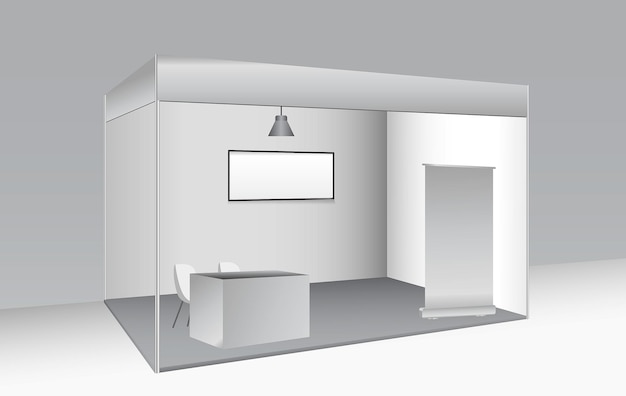 Minimalist White Booth with Rectangular Frame and Lighting | Jiffy Designs