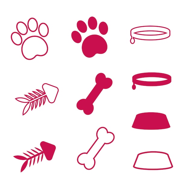 Vibrant Pet Symbols: Paws, Bones, and Accessories | Jiffy Designs