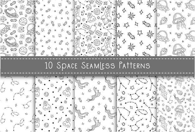 Cosmic Collection: 10 Captivating Space-Themed Seamless Patterns ...