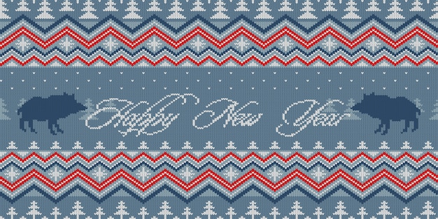 Festive Nordic Winter Knit Pattern with Bison Silhouettes | Jiffy Designs