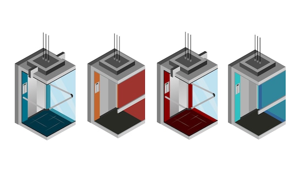 Vibrant Isometric Elevator Designs with Contrasting Colors | Jiffy Designs