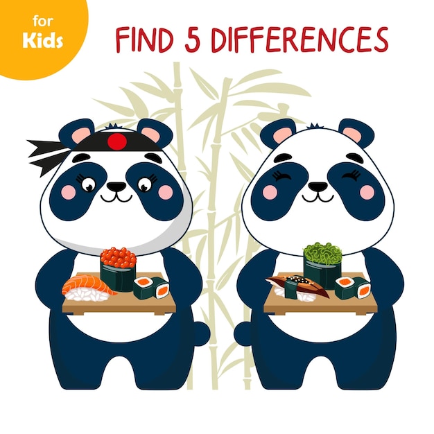 Playful Panda Pair: Spot the 5 Differences | Jiffy Designs