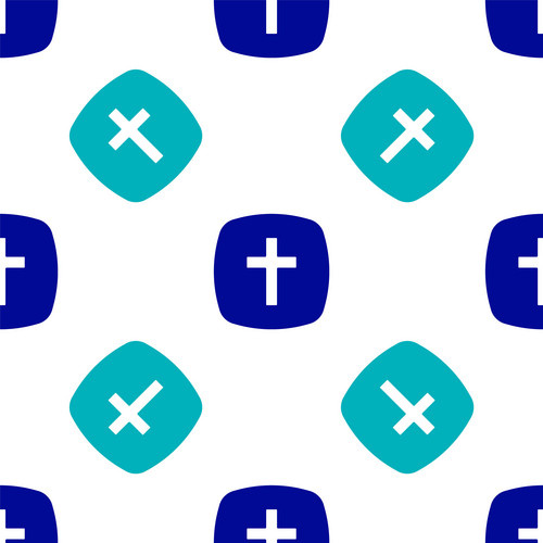 Blue Christian Cross Icon Isolated Seamless Pattern On White Background ...